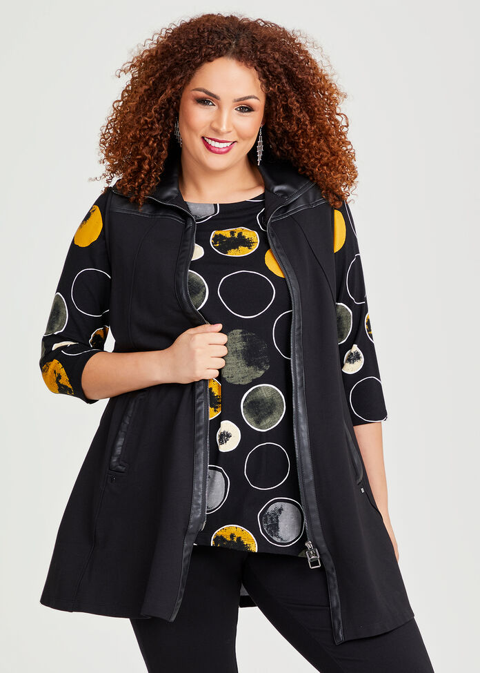 Shop Plus Size Zip Bamboo Ponte And Faux Leather Vest Black Taking