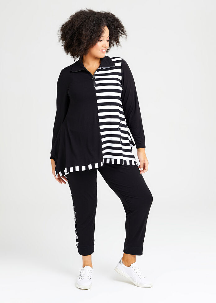 Shop Plus Size Natural Zip Collar Cat Top, Black | Taking Shape AU