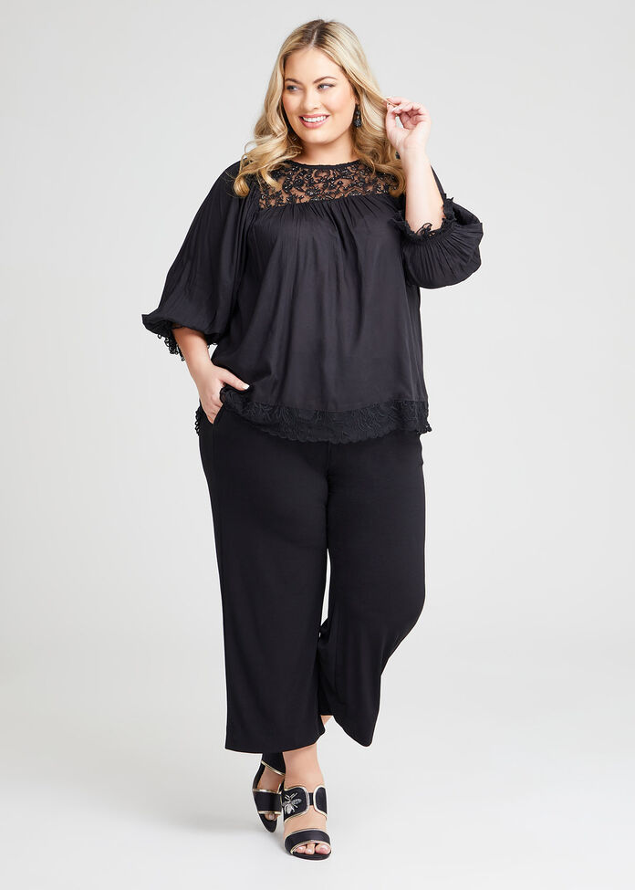 Shop Plus Size Natural Glam Beaded Lace Top, Black | Taking Shape AU