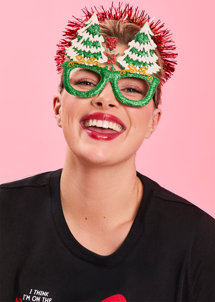 Shop Christmas Snow Tree Glasses in Multi | Accessories | Taking Shape NZ