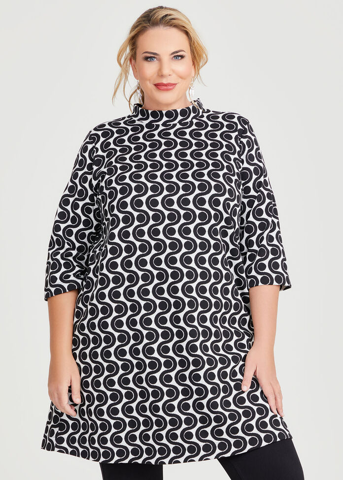 Shop Plus Size Stretch Geo Pull On Dress, Black | Taking Shape AU