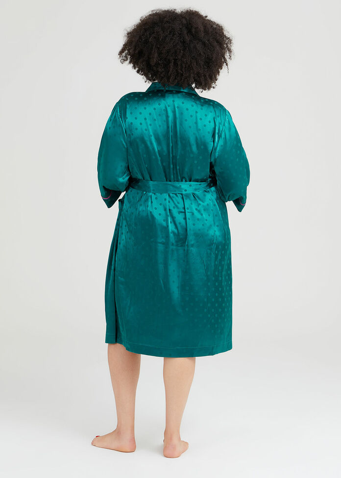 Shop Plus Size Satin Stretch Self Spot Robe, Green | Taking Shape AU