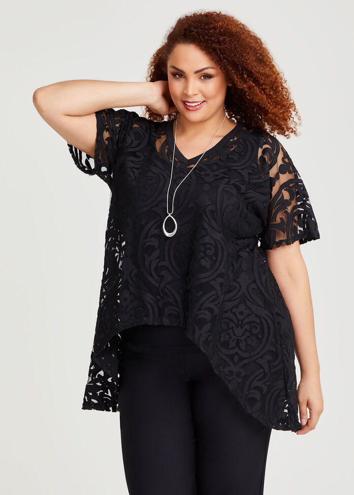 Shop Plus Size Lace Ada Mid Length Layering Top, Black | Taking Shape AU