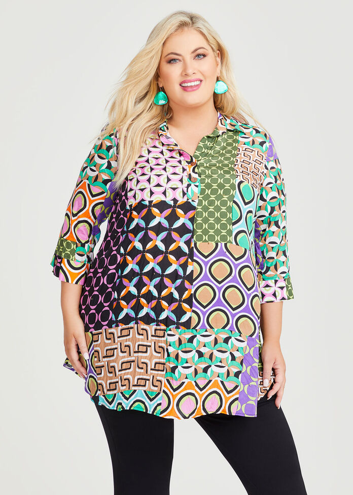 Shop Plus Size Geo Tile Natural Tunic, Multi | Taking Shape AU