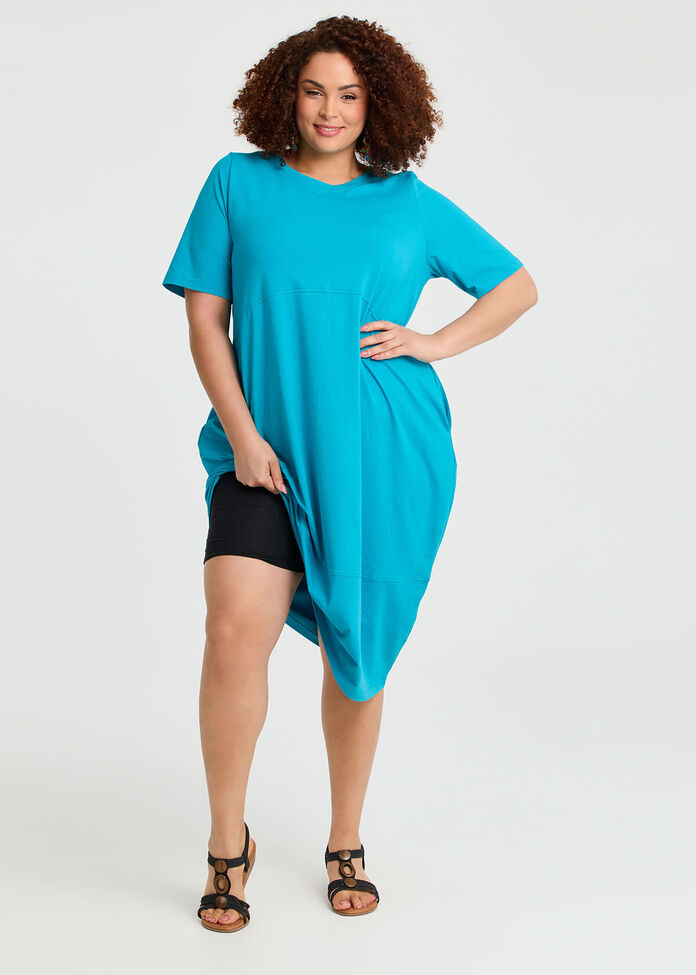 Shop Plus Size Cotton Talia Short Sleeve Dress, Blue | Taking Shape AU