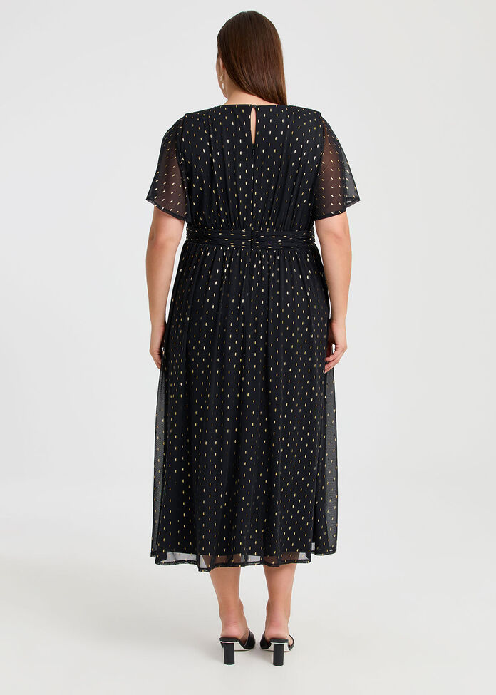 Shop Plus Size Gold Dash Mesh Cocktail Dress, Black | Taking Shape NZ