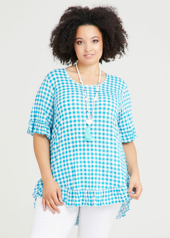 Shop Plus Size Bamboo Gingham Top, Blue | Taking Shape AU