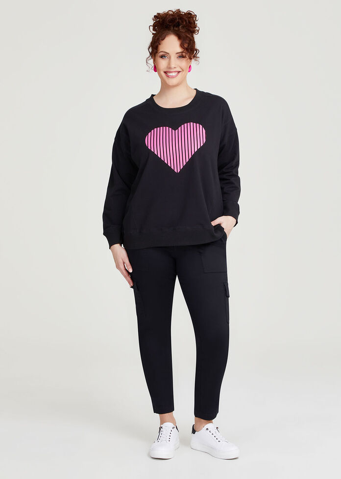 Shop Plus Size Cotton Love Heart Sweatshirt, Black | Taking Shape NZ