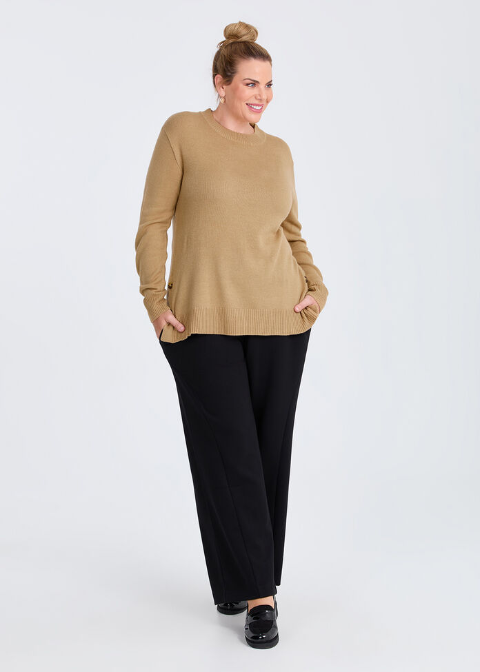 Shop Plus Size Soft Touch Button Jumper, Brown | Taking Shape AU