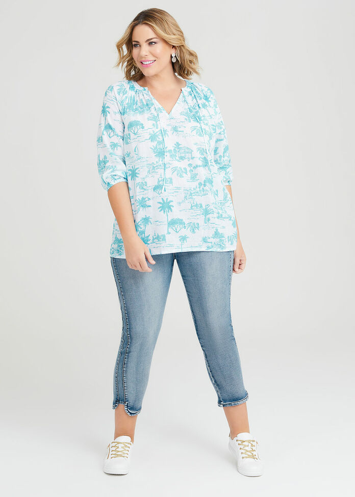 Shop Plus Size Cotton Tolie De Jouy Top, Multi | Taking Shape AU