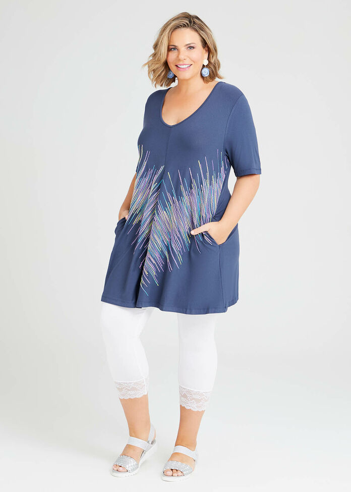 Shop Plus Size Embroidery Natural Tunic, Blue | Taking Shape AU