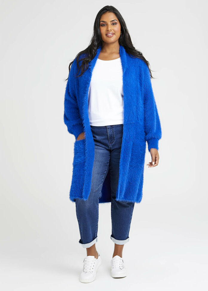 Shop Plus Size Fluffy Knit Cozy Cardigan in Blue | Taking Shape AU