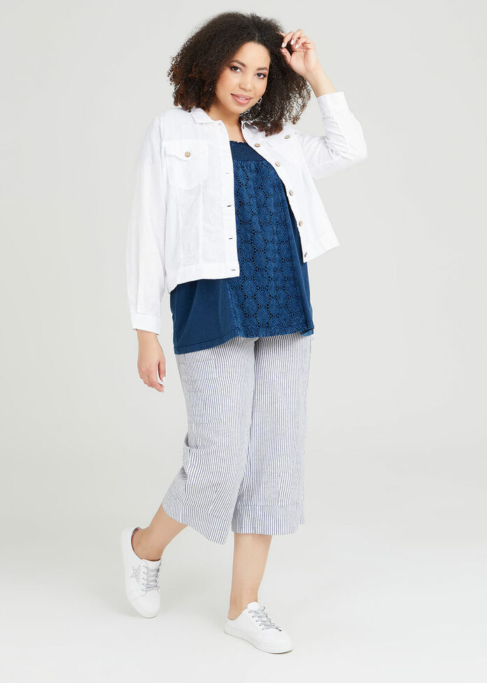 Shop Plus Size Linen Blend Jean Style Jacket, White | Taking Shape AU
