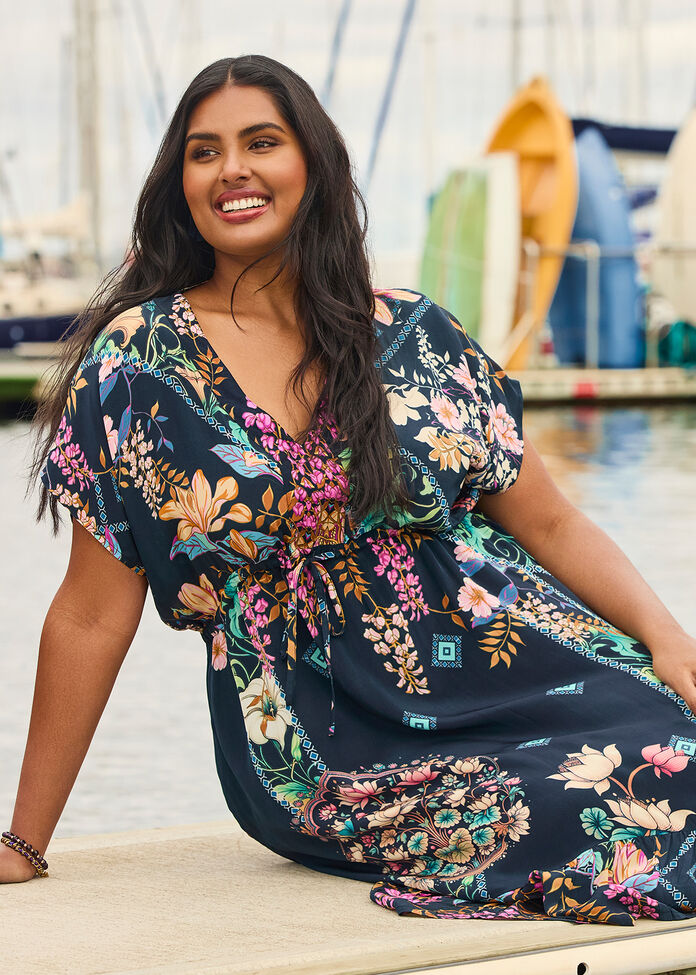 Shop Plus Size Natural Lotus Floral Dress, Floral | Taking Shape NZ