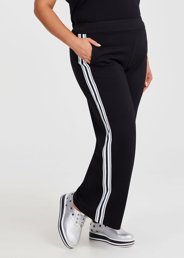 Shop Plus Size Ponte Mimi Stripe Wide Leg Pant, Black | Taking Shape AU