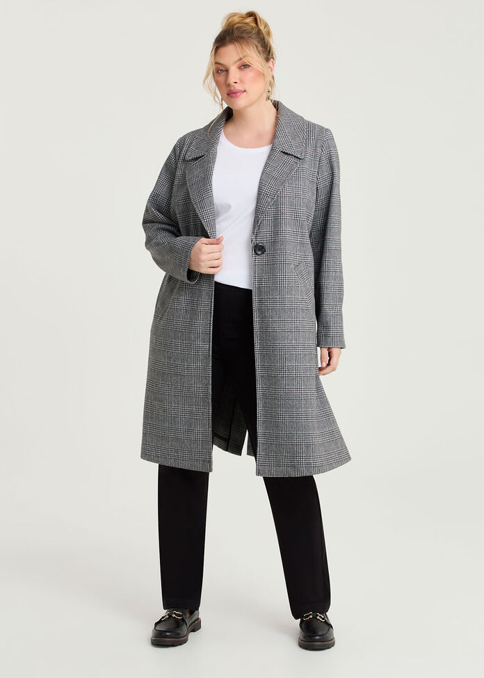 Shop Plus Size Check Longline Jacket, Multi | Taking Shape NZ