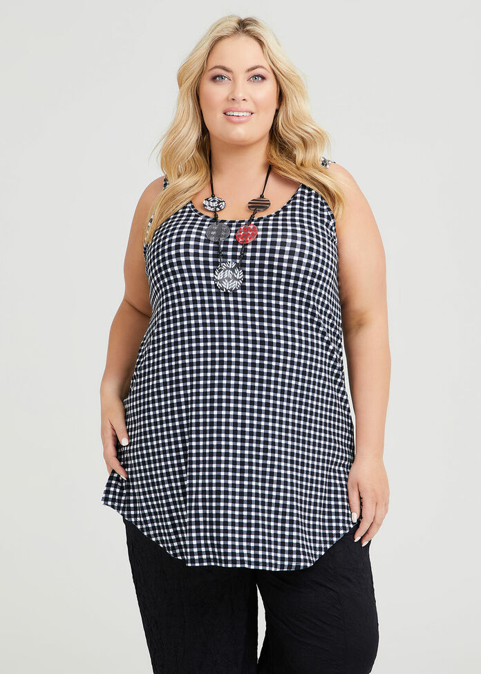 Shop Plus Size Natural Gingham Tank, Multi | Taking Shape AU