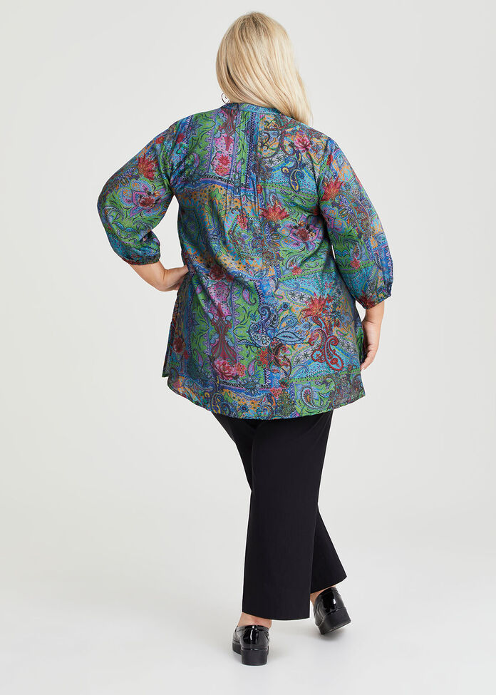 Shop Plus Size Paisley Tuck Natural Shirt, Green | Taking Shape AU