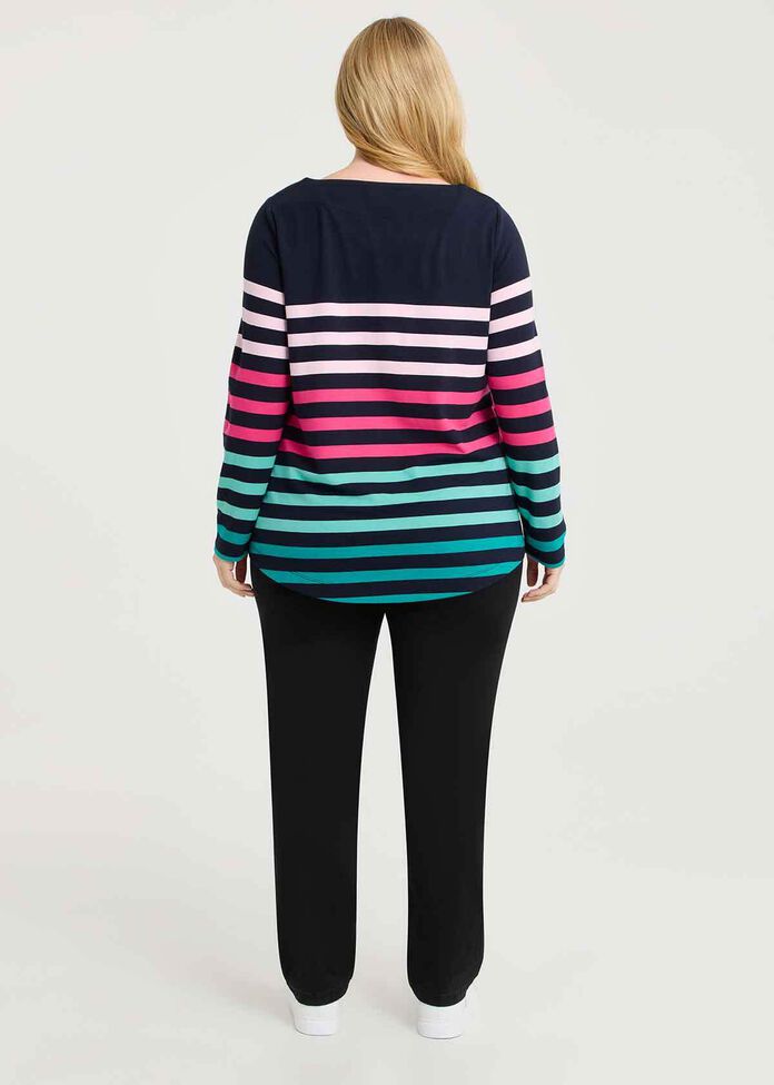Shop Plus Size Bamboo Ponte Boat Neck Stripe Top, Multi | Taking Shape AU