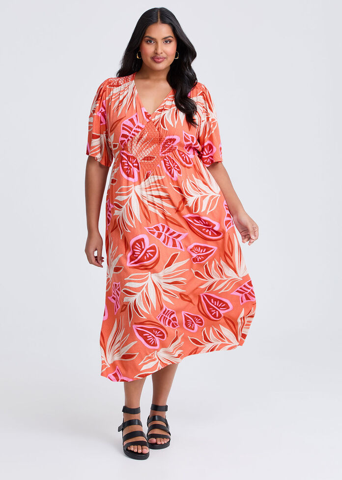 Shop Plus Size Natural Carrie Foliage Dress, Multi | Taking Shape NZ