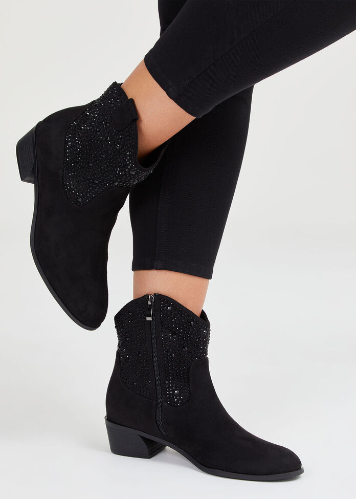 Shop Black Bejewelled Western Zip Boot | Comfortable Shoes | Taking ...