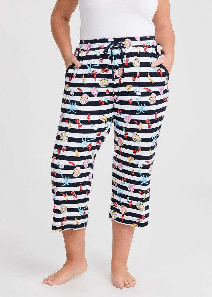 Shop Plus Size Bamboo Coastal Pyjama 3/4 Pant, Multi | Taking Shape UK