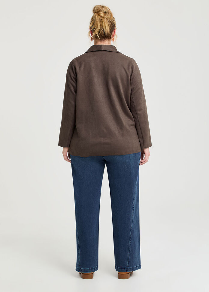 Shop Plus Size Faux Suede Relaxed Blazer, Brown | Taking Shape NZ