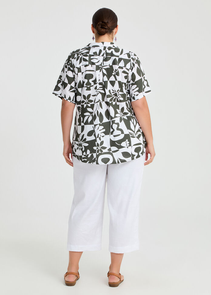 Shop Plus Size Linen Blend Tropics Top, Multi | Taking Shape NZ
