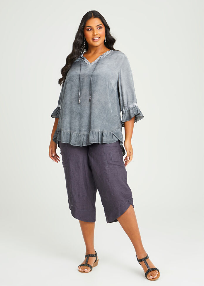 Shop Plus Size Linen Cargo Crop Pant in Grey | Taking Shape AU