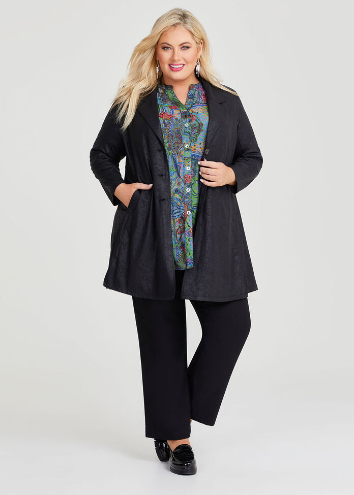 Shop Plus Size Coated Luna Longline Jacket, Black | Taking Shape AU