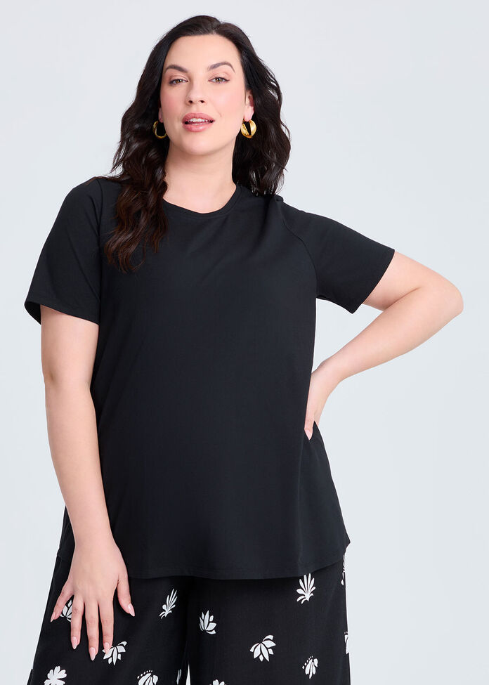 Shop Plus Size Good Earth Australian Cotton Crew Neck T-shirt, Black ...
