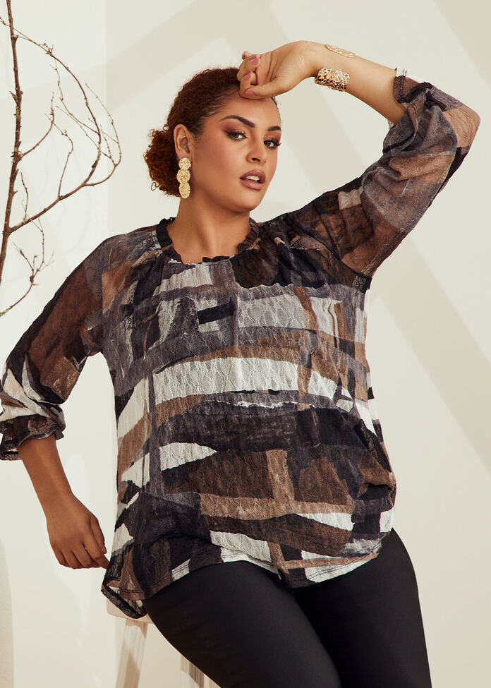 Shop Plus Size Abstract Lace Mesh Top, Multi | Taking Shape AU