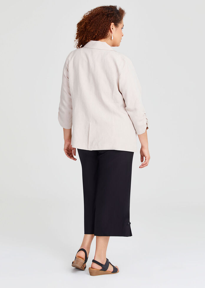 Plus Size Relax Linen Blend Blazer in Beige | Taking Shape AU