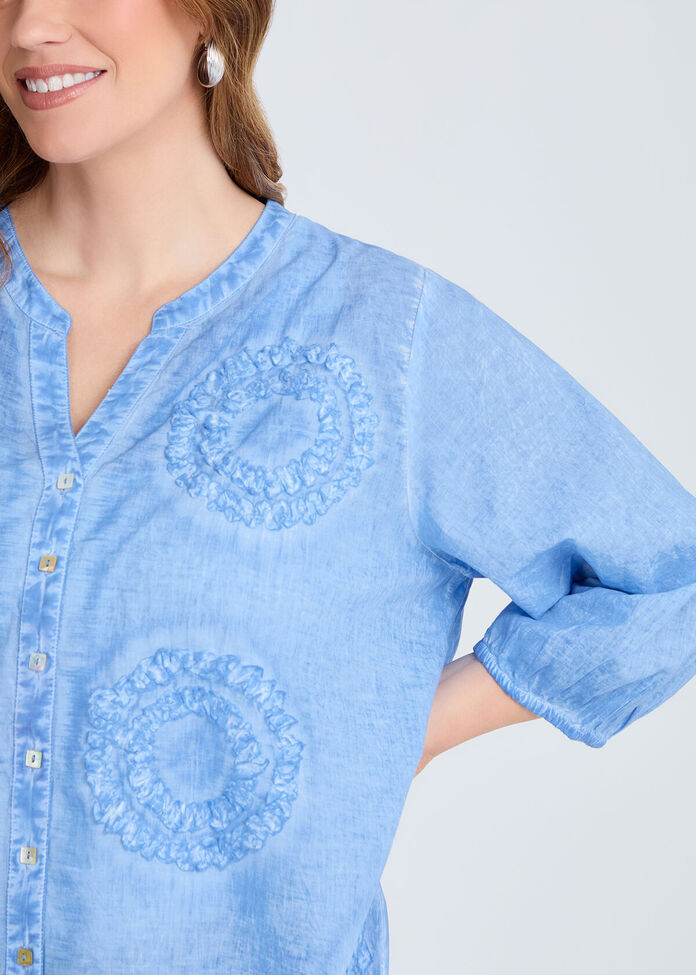Shop Plus Size Cotton Spot Embroidery Top, Blue | Taking Shape NZ