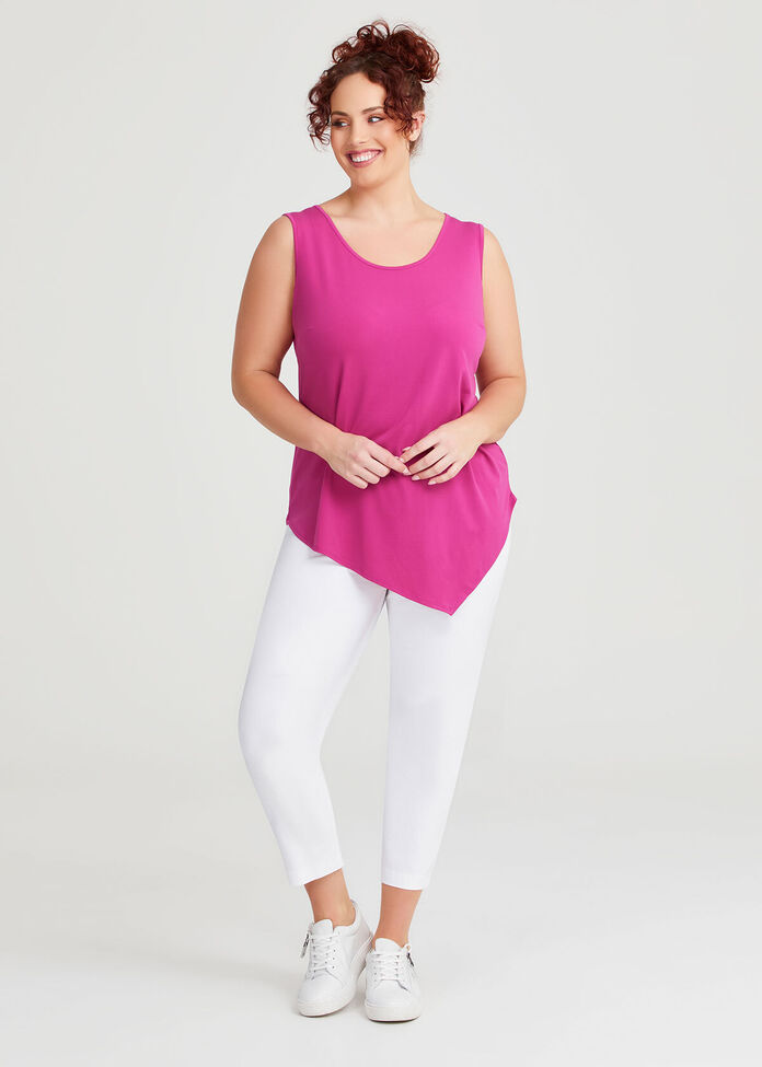 Plus Size Women's Luna Mix Media Tank in Magenta | Taking Shape NZ