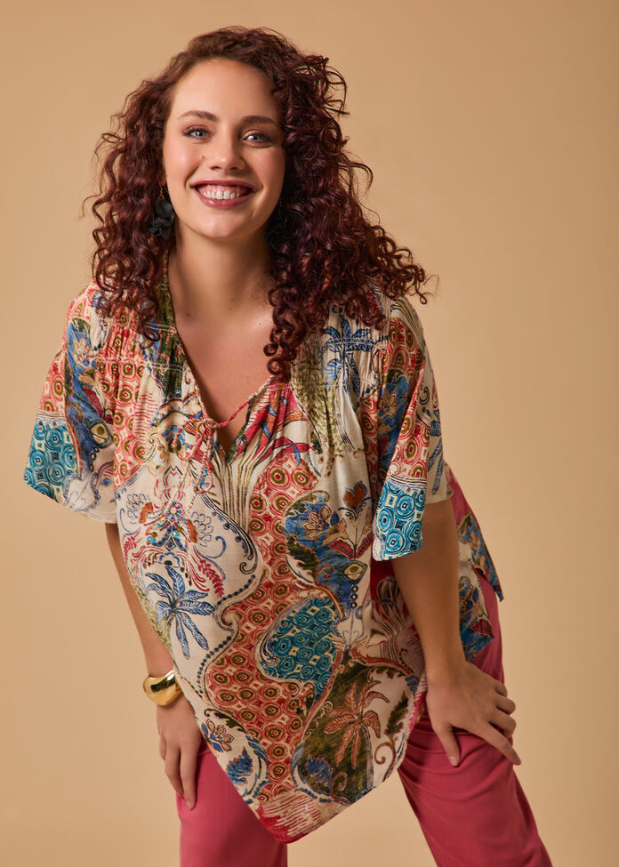 Shop Plus Size Belle Paisley Natural Top, Multi | Taking Shape AU