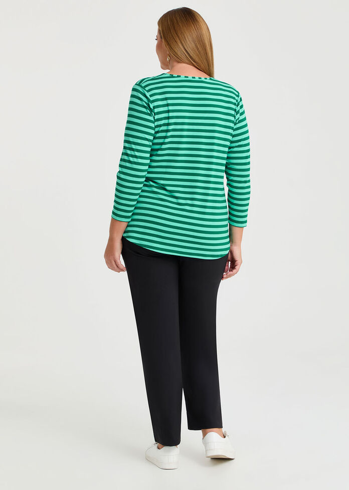Shop Plus Size Natural Stripe 3/4 Sleeve T-shirt, Stripes | Taking Shape NZ