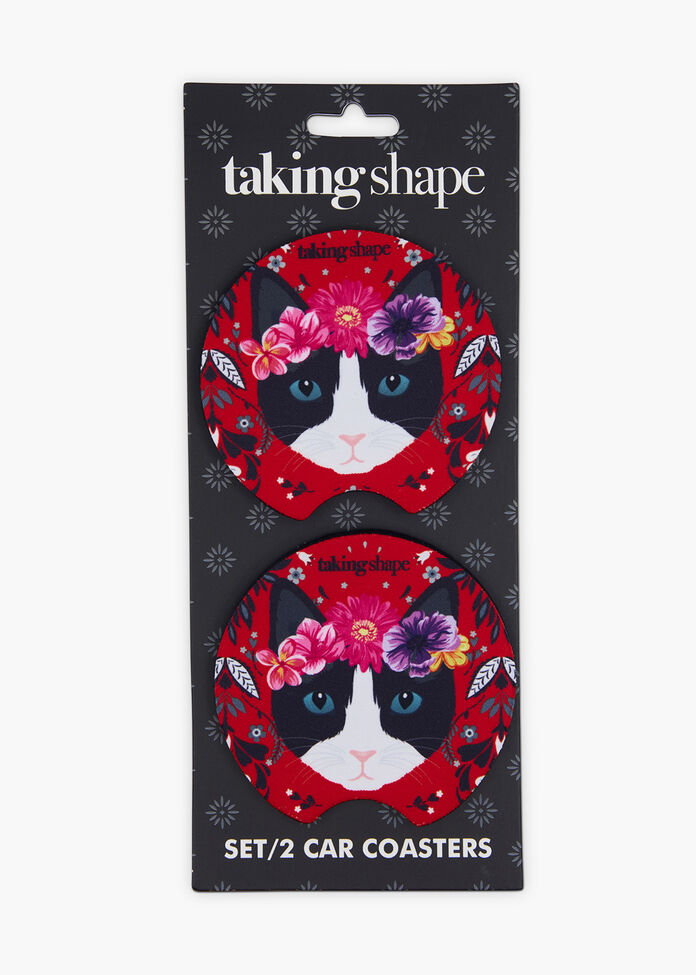 Shop Set/2 Cat Car Coasters in Multi | Accessories | Taking Shape AU