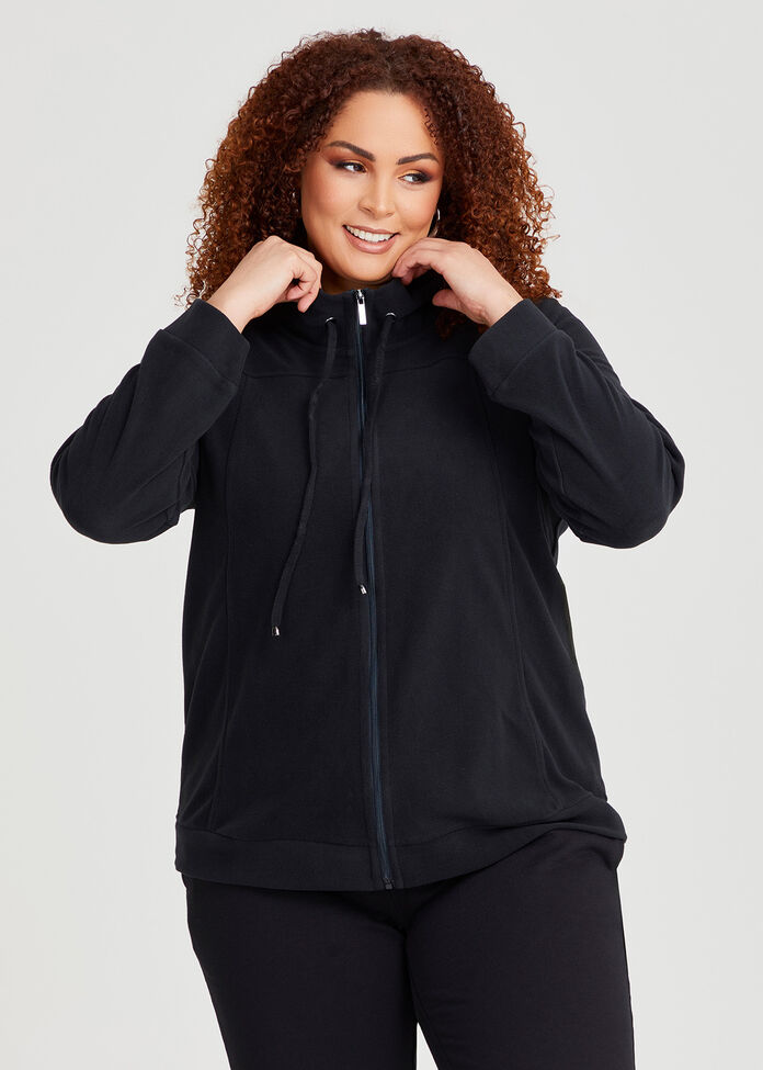 Shop Plus Size Polar Fleece Zip Front Jacket, Black | Taking Shape AU