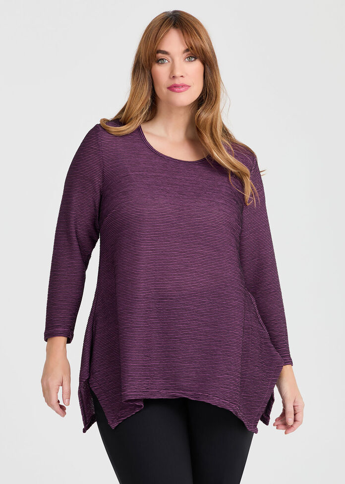 Shop Plus Size Ottoman Rib Knit Tunic, Purple | Taking Shape NZ