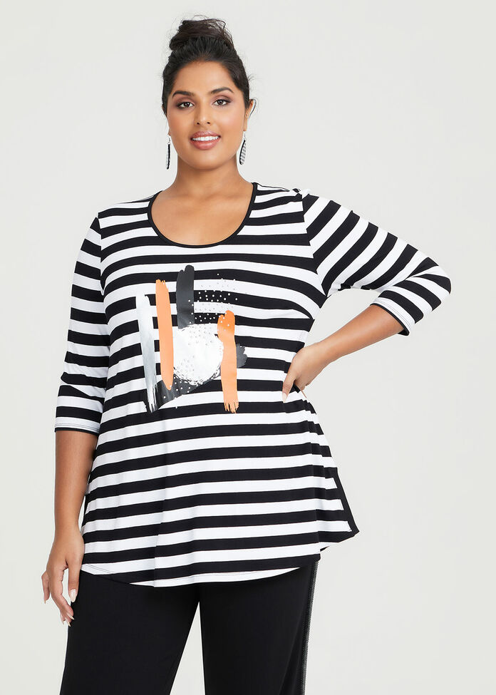 Shop Plus Size Natural Lola Stripe Top, Black | Taking Shape UK