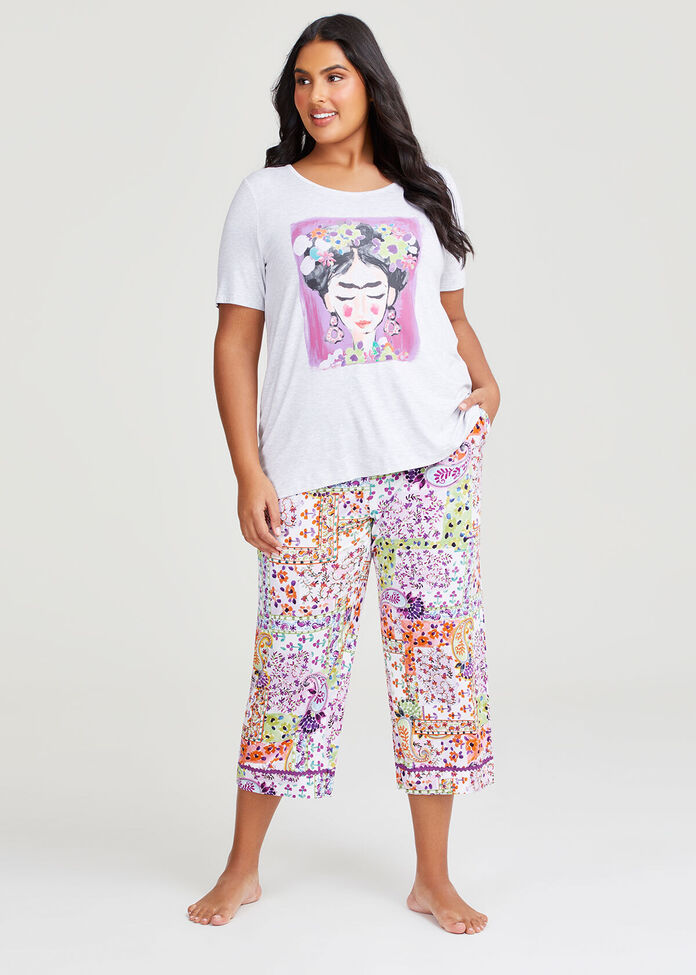 Shop Plus Size Bamboo Ric Rac Pyjama 3/4 Pant, Multi | Taking Shape AU