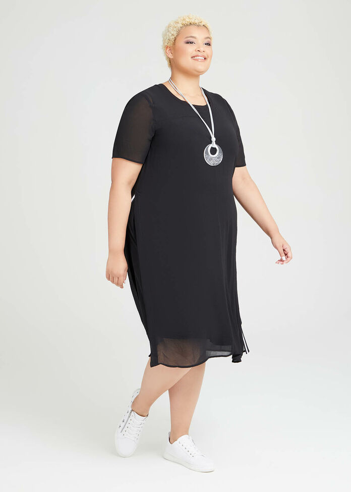 Shop Plus Size Chiffon Summer Stripe Tunic, Black | Taking Shape AU