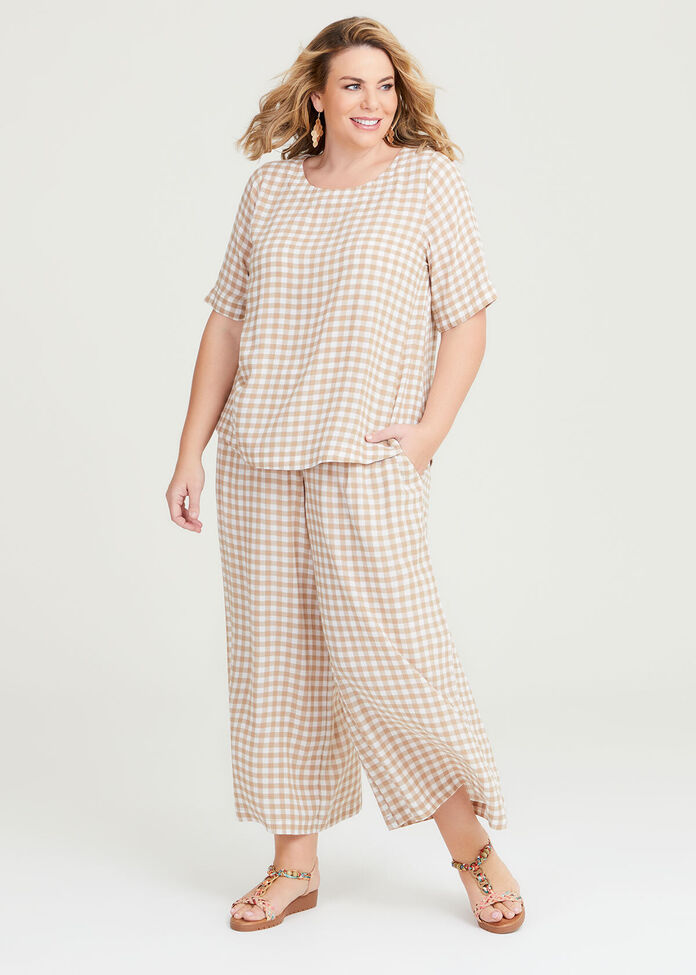 Shop Plus Size Natural Gingham Top in Brown | Taking Shape AU