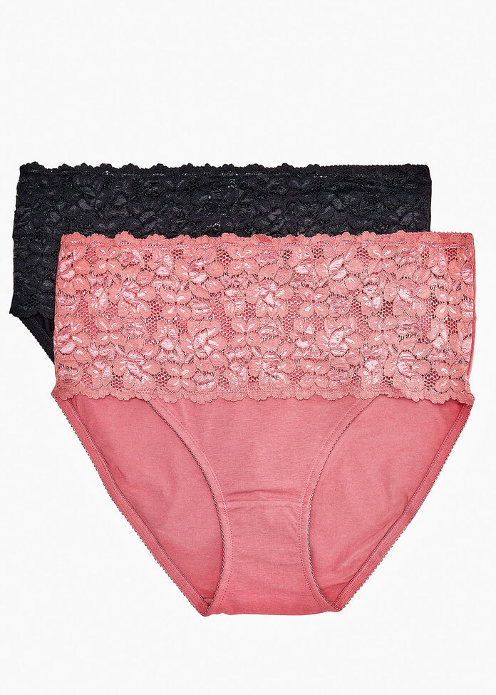 Shop Plus Size 2Pk Bamboo Lace Front Briefs, Pink | Taking Shape AU