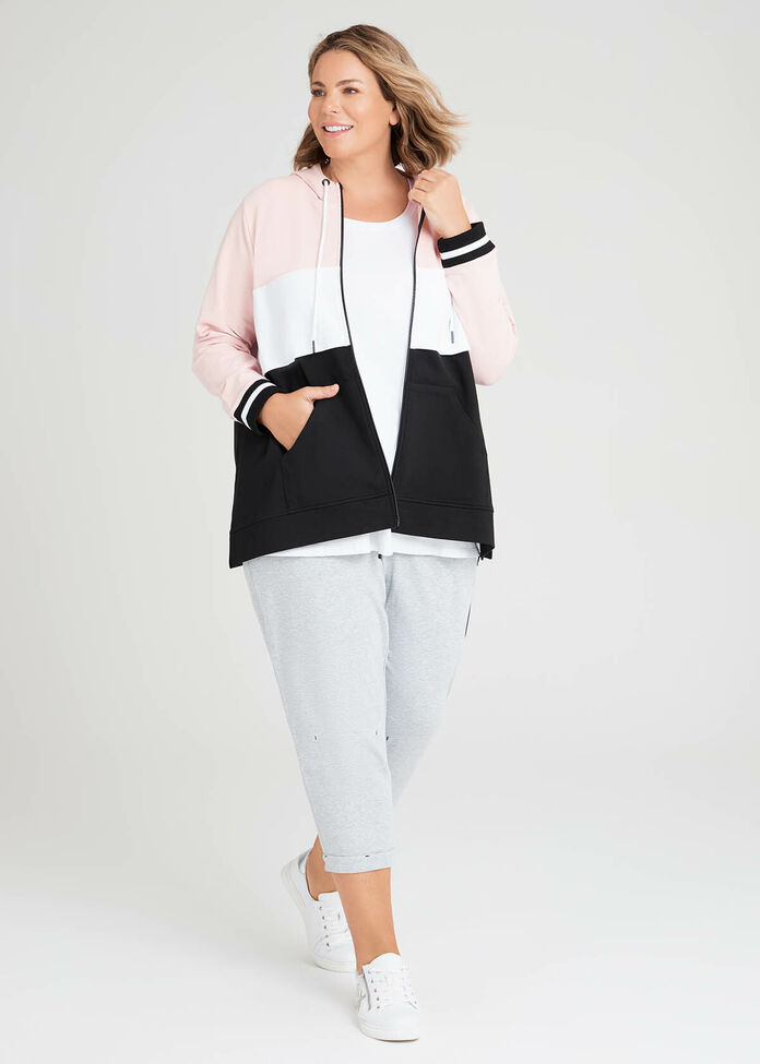 Shop Plus Size Organic Spliced Zip Sweat in Black | Sizes 12-30 ...