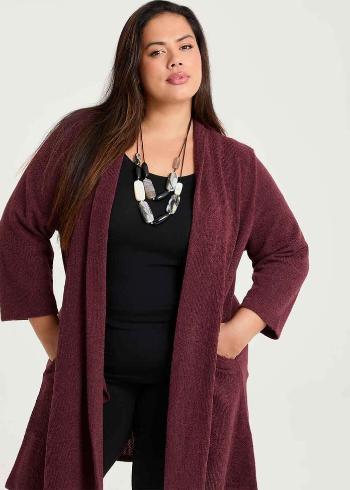 Shop Plus Size Honeycomb Long Cardigan, Red | Taking Shape AU