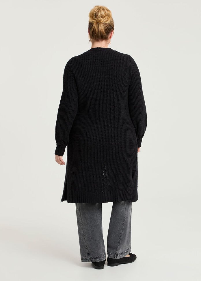 Shop Plus Size Longline Pocket Rib Cardigan, Black | Taking Shape NZ