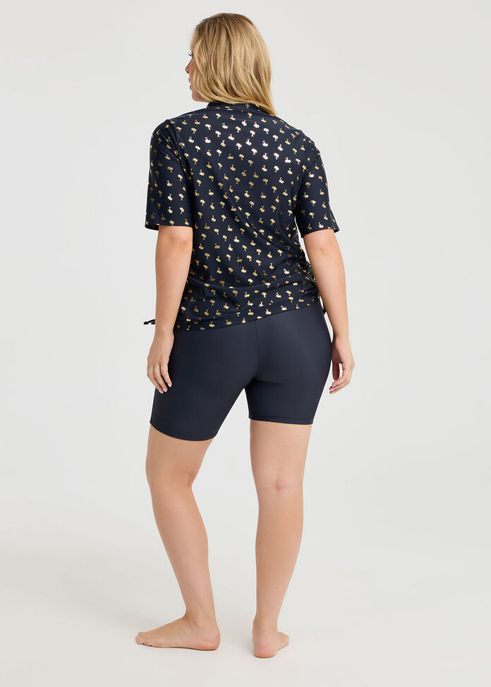 Shop Plus Size Gold Palm Ruched Rash Vest, Multi | Taking Shape AU