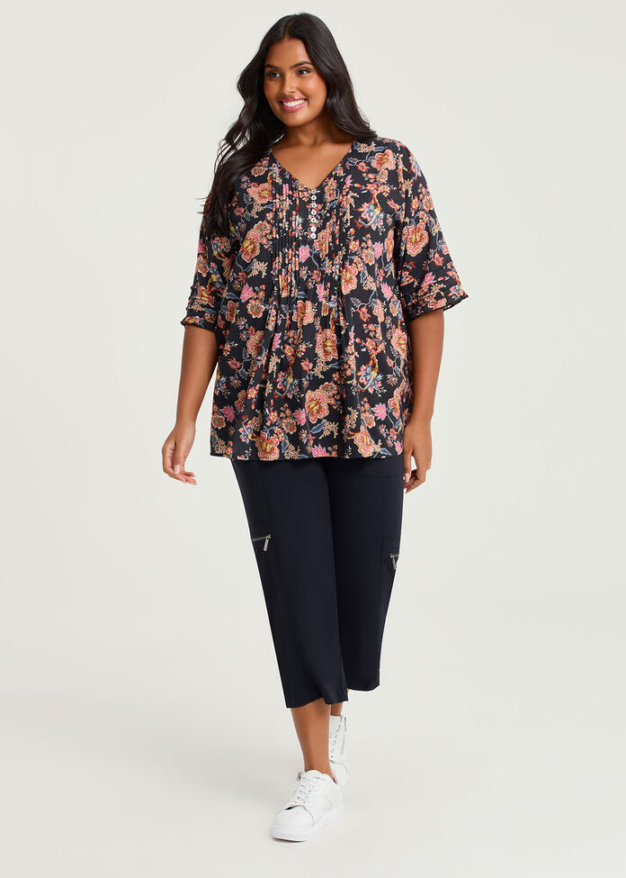 Shop Plus Size Cotton Winter Floral Pintuck Top, Floral | Taking Shape AU